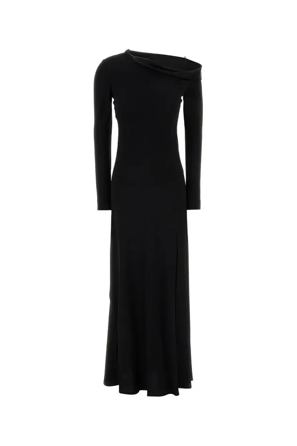 Alberta Ferretti Crepe Maxi Dress With Slit
