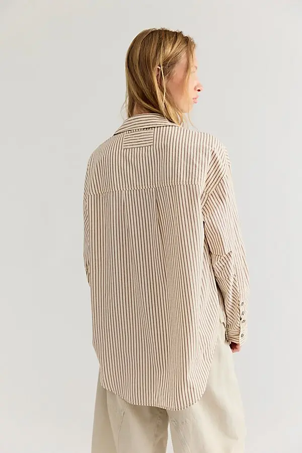 Free People We The Free Lexi Striped Button Down Shirt - Tea Combo