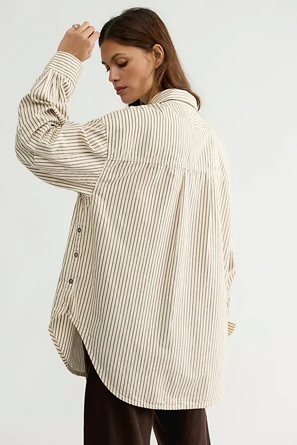 Free People Lexi Striped Shirt - Tea Combo