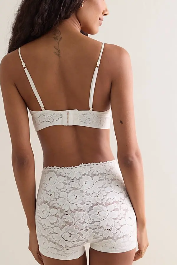Free People Smooth Talking Lace Boxers - Clean Ivory