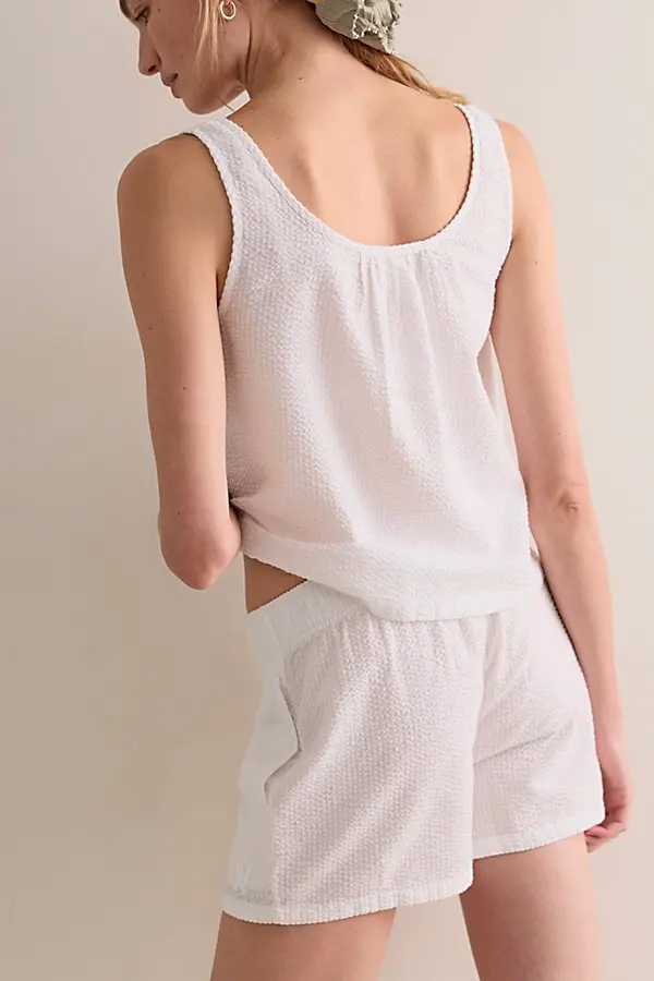 NUDEA Cotton Seersucker Boxer Shorts - White