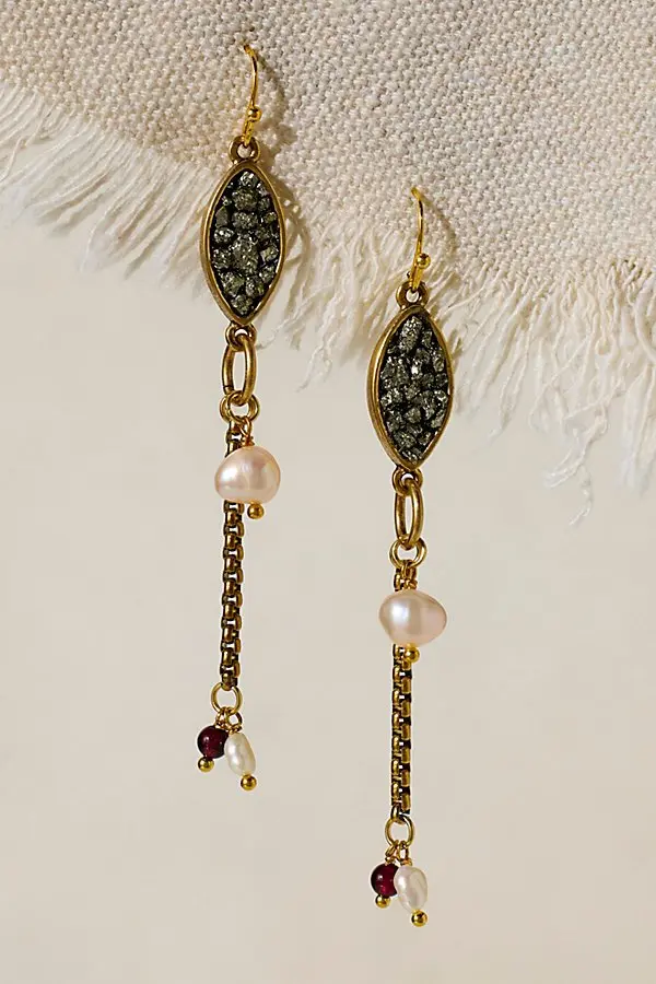 MARLY MORETTI Pyrite Drop Earrings