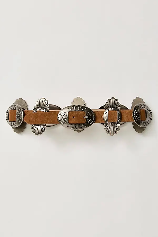 UNDERSTATED LEATHER Concho Buckle Suede Belt