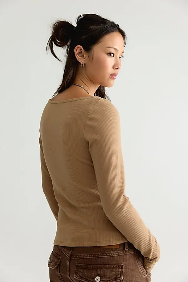 Free People Over You Asymmetric Long Sleeve Top