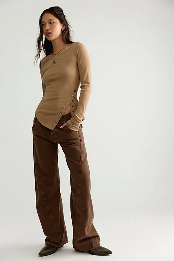 Free People Over You Asymmetric Long Sleeve Top