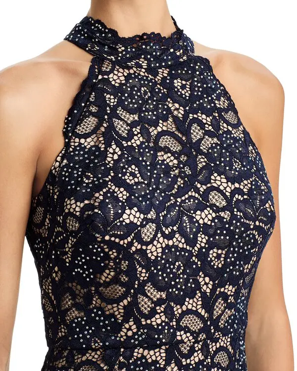 Eliza J Lace Halter Mock Neck Sheath Dress