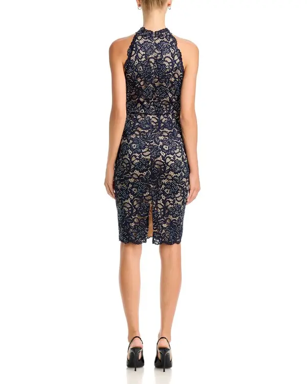 Eliza J Lace Halter Mock Neck Sheath Dress