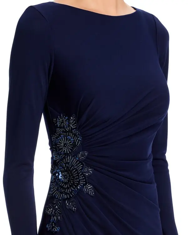 Eliza J Side Ruched Long Sleeve Gown