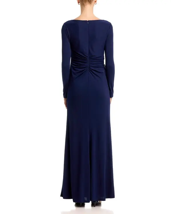 Eliza J Side Ruched Long Sleeve Gown