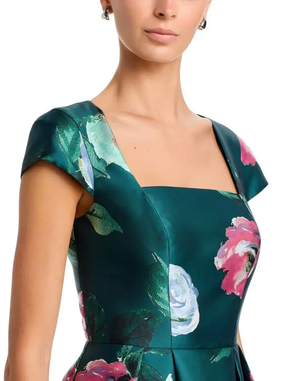 Eliza J Square Neck Cap Sleeve Midi Dress