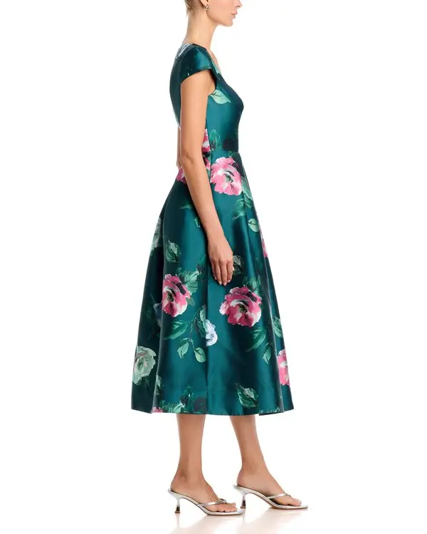 Eliza J Square Neck Cap Sleeve Midi Dress