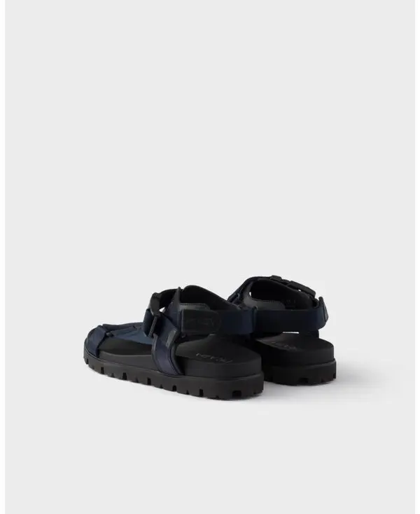 Prada Suede And Woven Tape Sporty Sandals - Blue