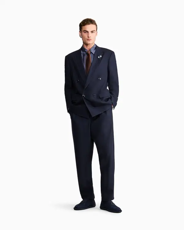 Giorgio Armani Shirt Regular Fit In Yarn-dyed Viscose And Silk Poplin - Blue
