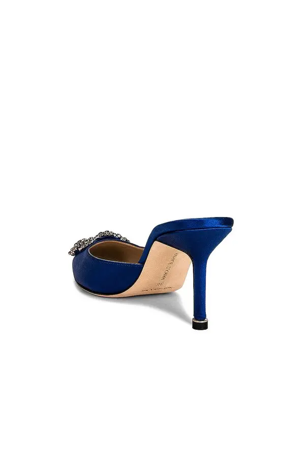 Manolo Blahnik Satin Hangisimu 70 Mule In Royal
