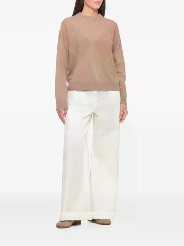 Peserico Embellished Diamond-knit Sweater - Brown