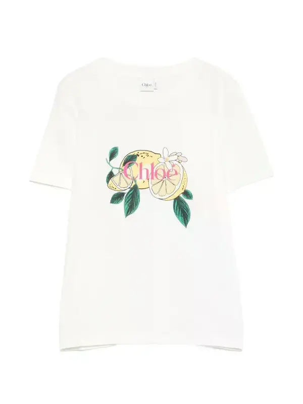 Chloé Lemon-print Logo-print T-shirt - White