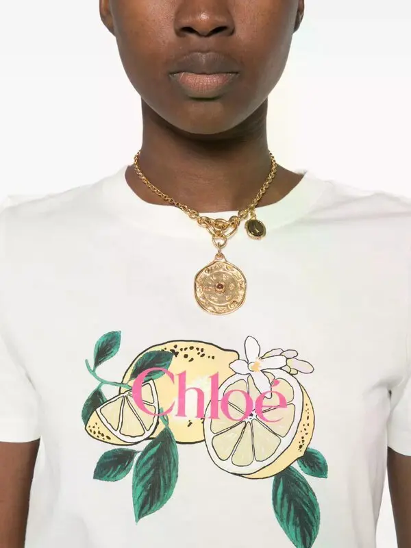 Chloé Cotton Jersey T-shirt With Lemon Print
