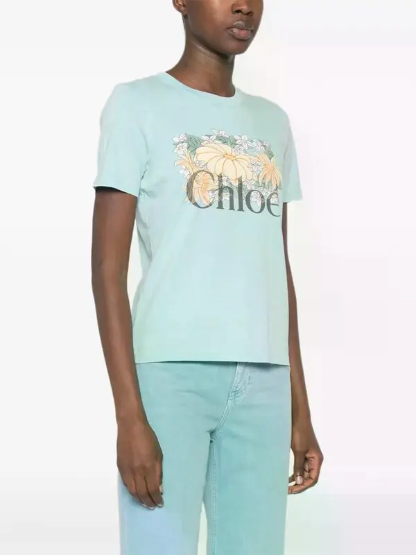 Chloé Cotton Jersey T-shirt With Floral Logo