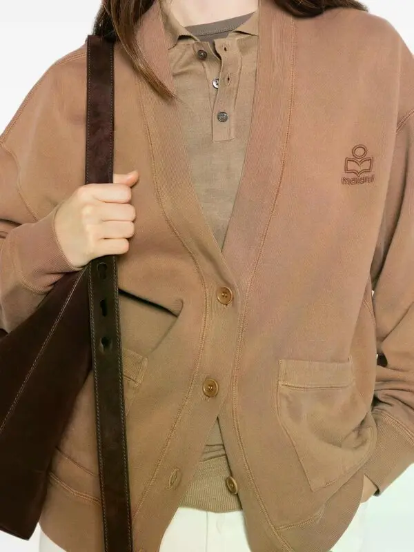 MARANT ETOILE Logo Embroidered Patch-pocket Cardigan - Brown