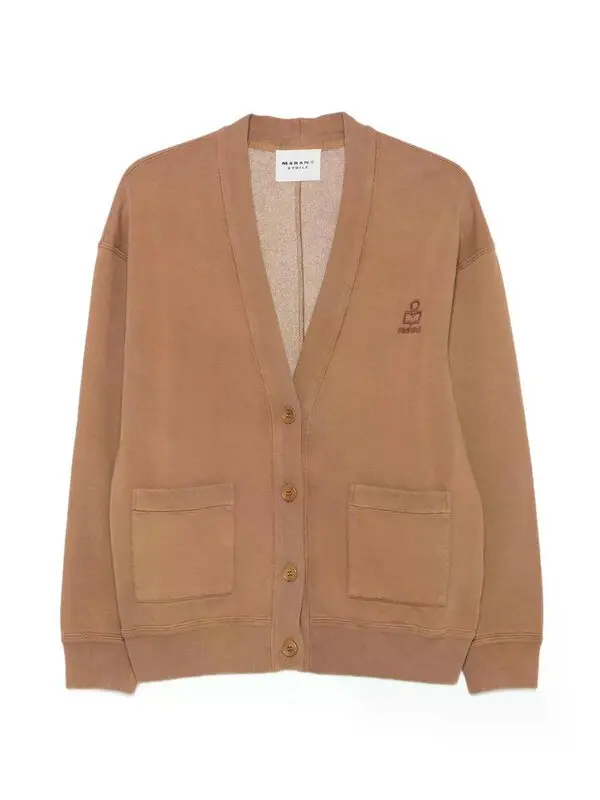 MARANT ETOILE Logo Embroidered Patch-pocket Cardigan - Brown
