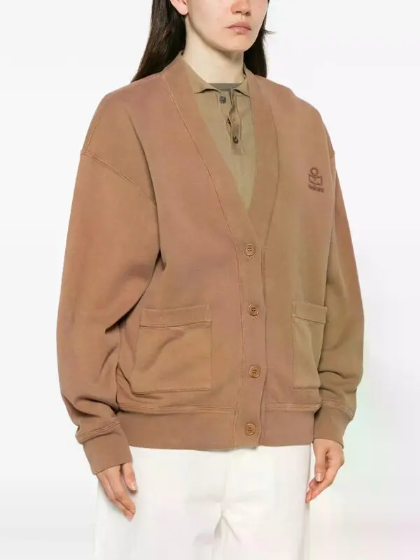 MARANT ETOILE Logo Embroidered Patch-pocket Cardigan - Brown