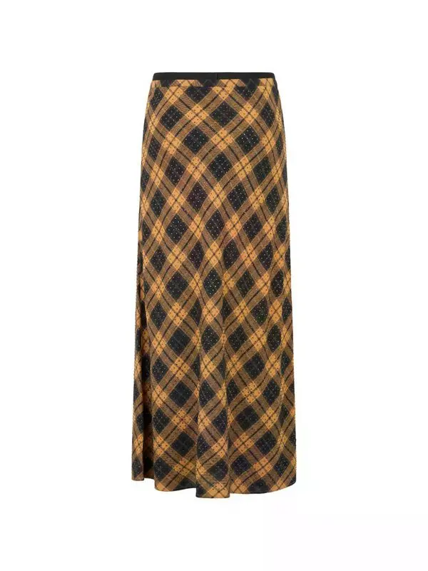 Pinko Rhinestone-embellished Tartan-print Skirt