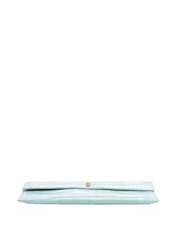 Alexander McQueen Croc Embossed Leather Skull Clutch Bag