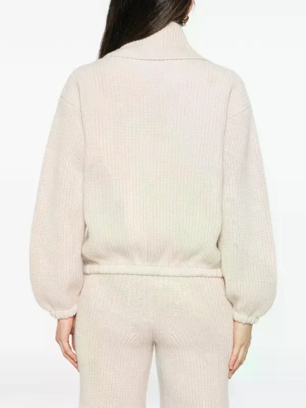 ELY ELY Ribbed Knit Zip-up Cardigan