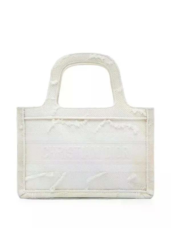 Dior 2020 Mini Embroidered Canvas Camouflage Book Tote Bag - White