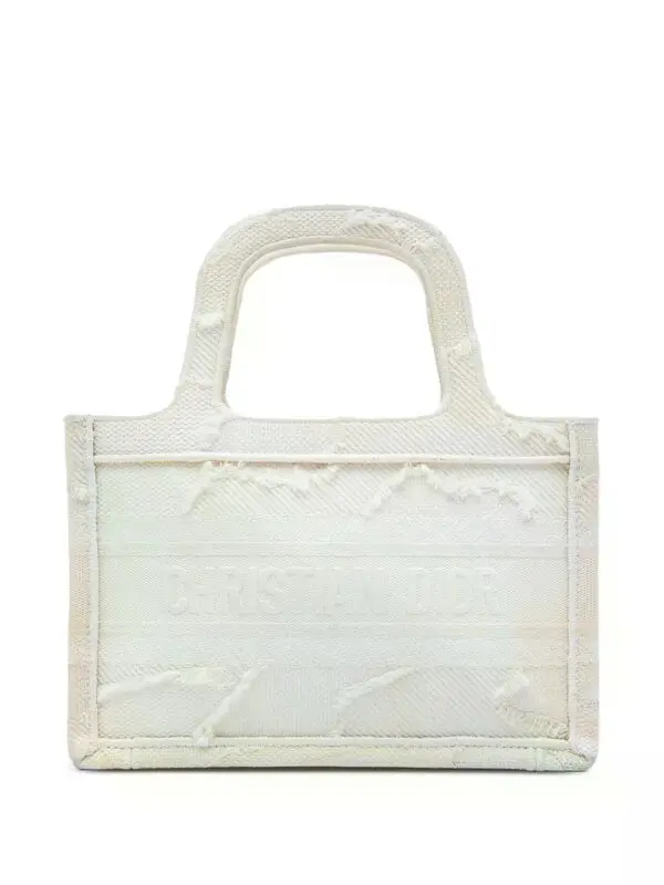 Dior 2020 Mini Embroidered Canvas Camouflage Book Tote Bag - White