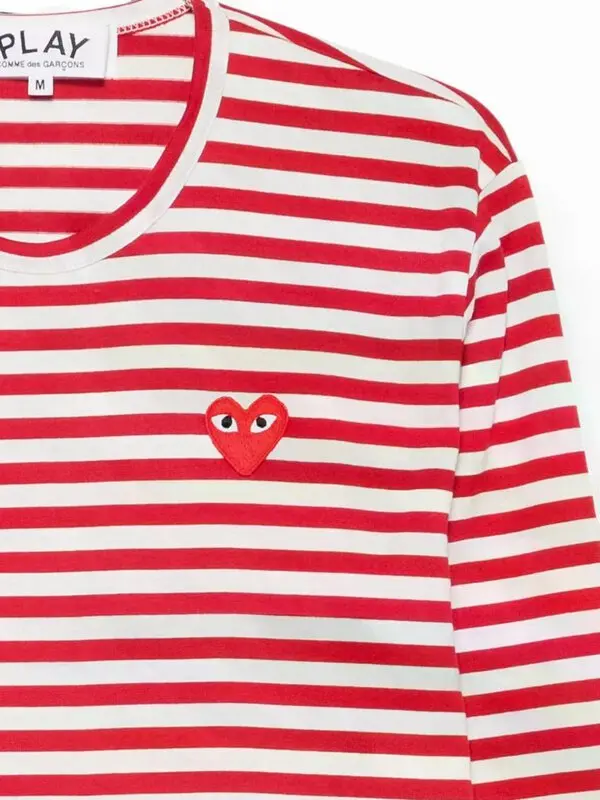 Play Comme Des Garcon Striped Heart-patch T-shirt