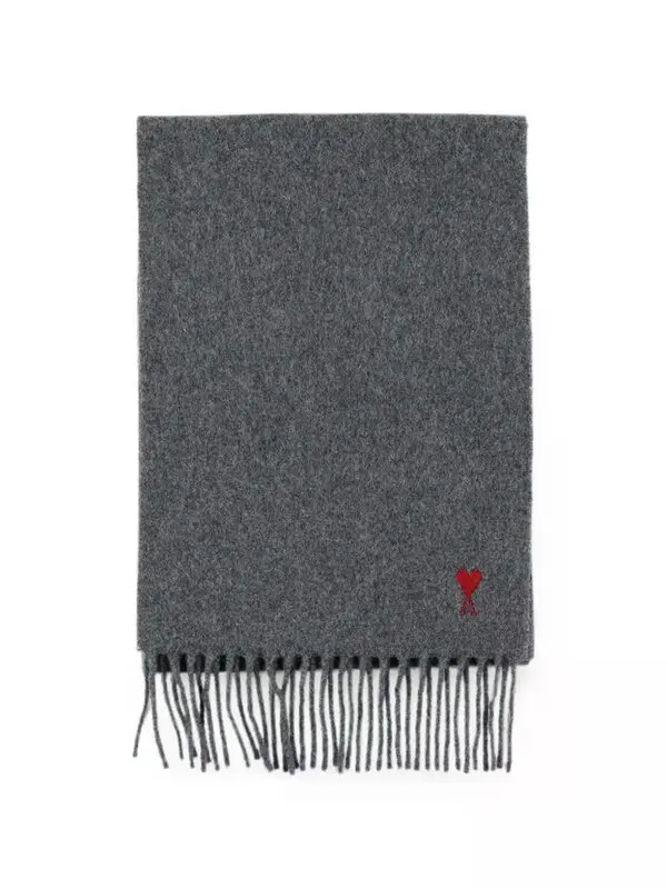 AMI Paris De Coeur Fringed Scarf