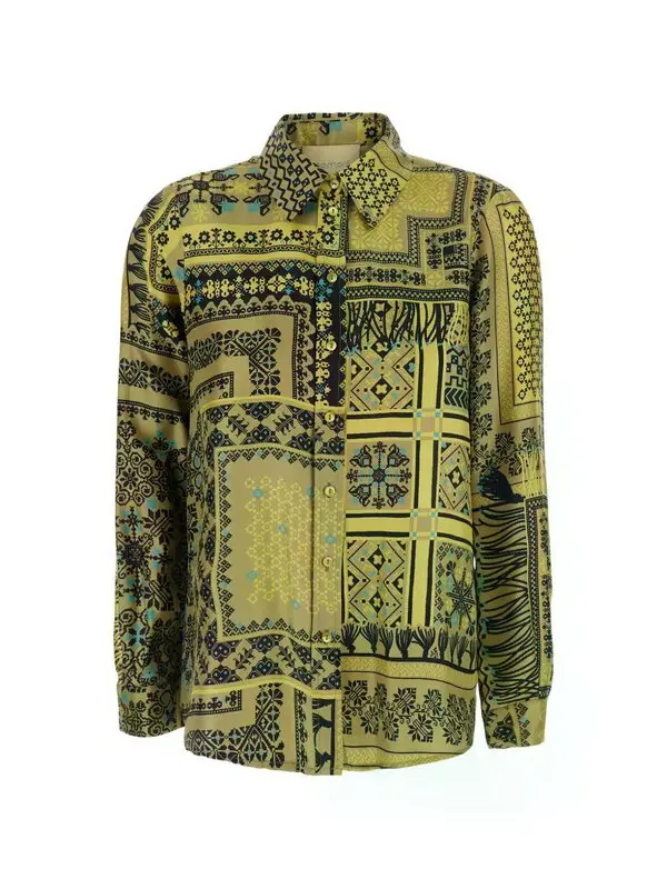 Momoni Arles Patchwork-print Shirt - Yellow