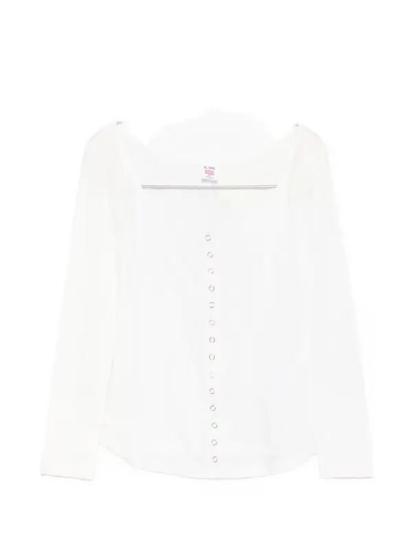 RE/DONE Olivia Press-stud Top Scoop Neck Long Sleeve