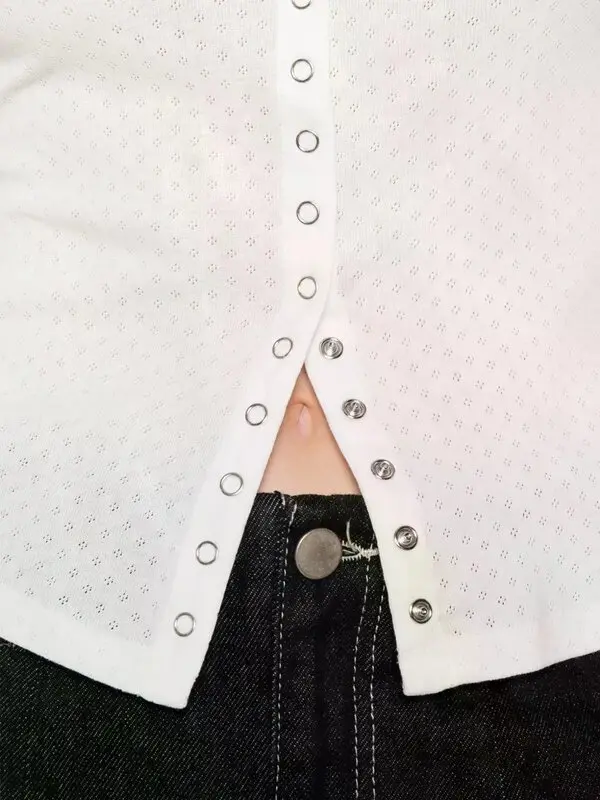 RE/DONE Olivia Press-stud Top Scoop Neck Long Sleeve
