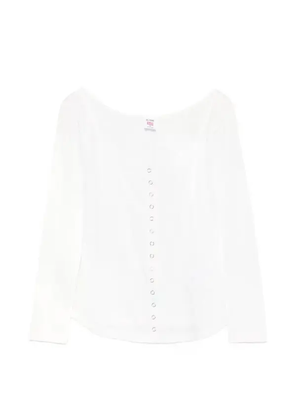 RE/DONE Olivia Press-stud Top Scoop Neck Long Sleeve