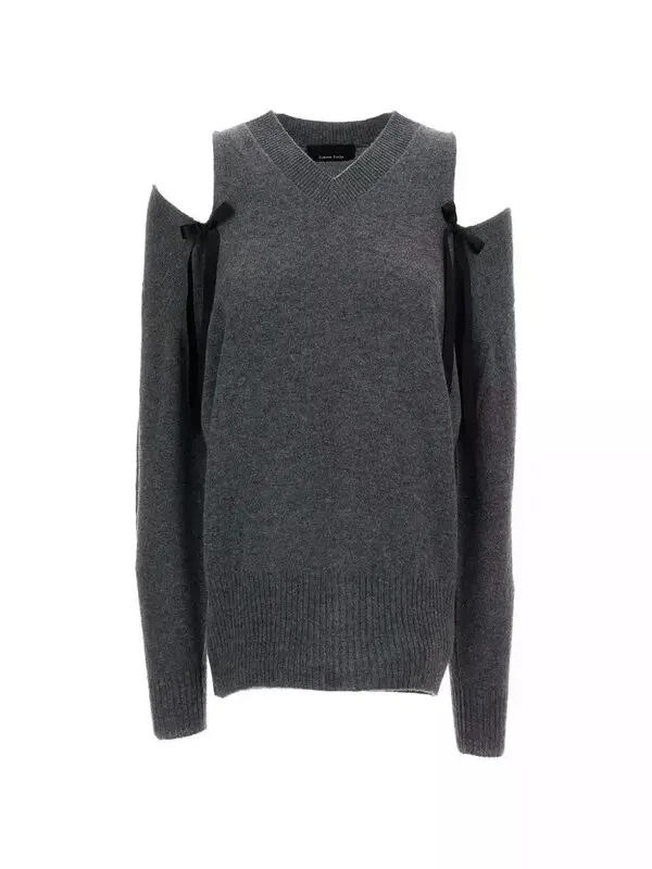 Simone Rocha Cut-out Bow Embellished V-neck Sweater