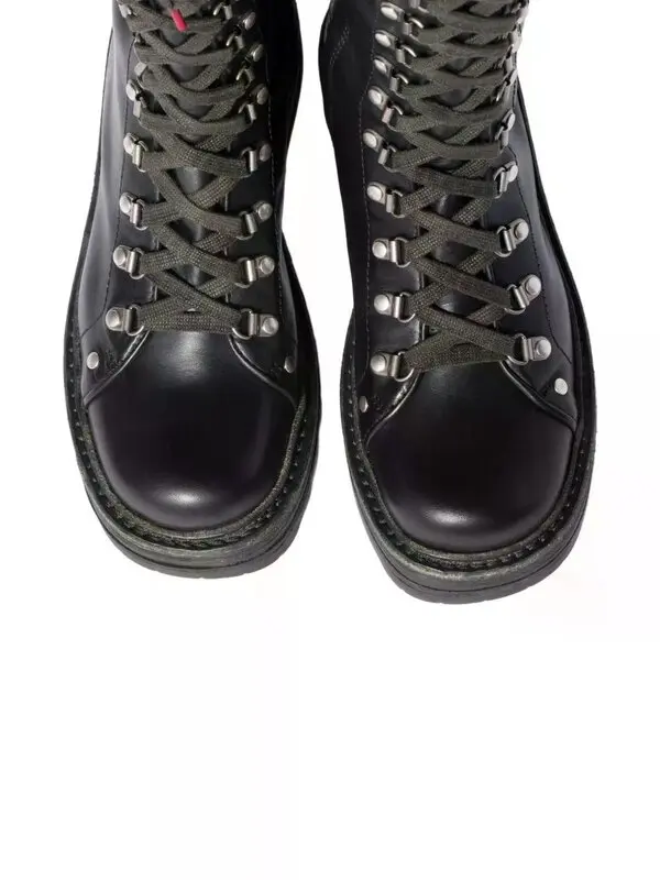 Miu Miu Leather Knee-high Lace-up Boots With Chunky Sole