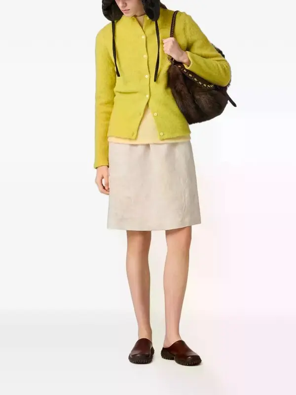 Miu Miu Flared Linen Skirt - Neutrals