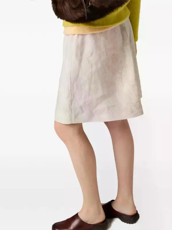 Miu Miu Flared Linen Skirt - Neutrals