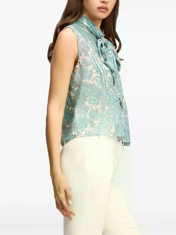 Cinq À Sept Sleeveless Paisley Print Pussy-bow Top - Blue