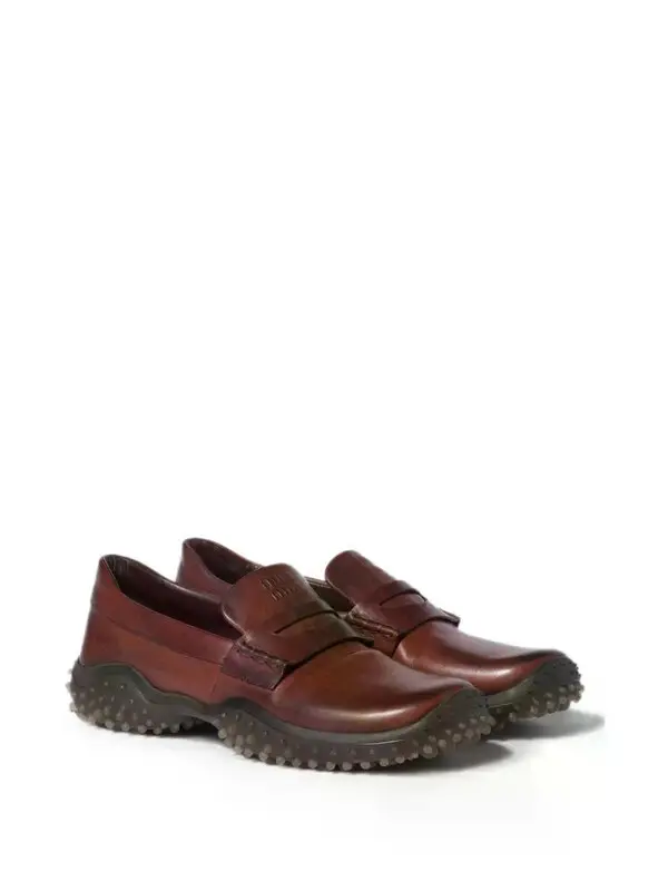 Miu Miu Leather Loafers With Bubble Sole