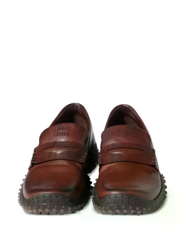 Miu Miu Leather Loafers With Bubble Sole