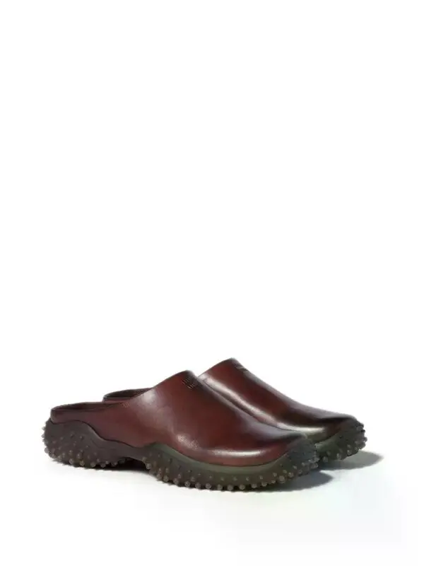 Miu Miu Leather Mules With Bubble Tread - Brown