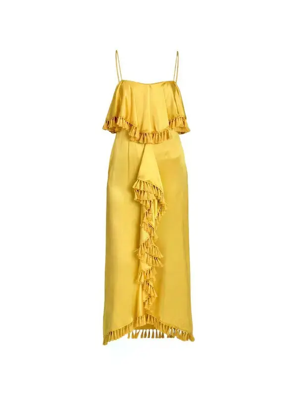 Cinq À Sept Luma Tassel-trim Ruffled Midi Dress