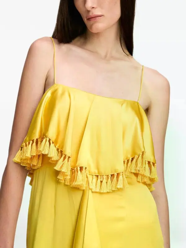 Cinq À Sept Luma Tassel-trim Ruffled Midi Dress