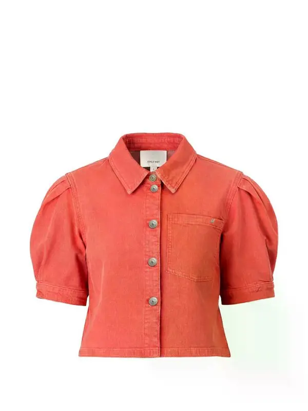 Cinq À Sept Puff-sleeve Cropped Denim Top