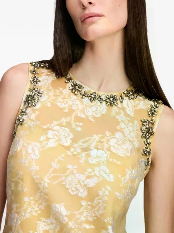 Cinq À Sept Florence Floral-jacquard Midi Dress With Crystal Embellishments