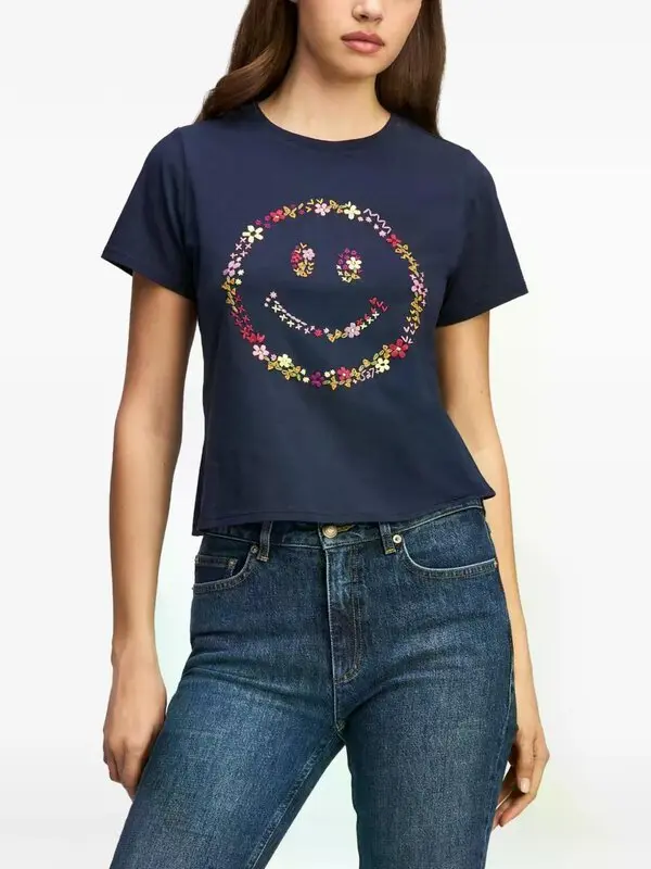 Cinq À Sept Wildflower-embroidery Shrunken T-shirt