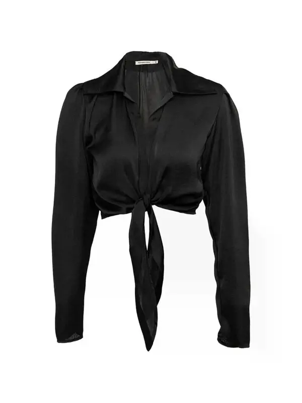 PARAMIDONNA Pearl Cropped Tie-front Shirt